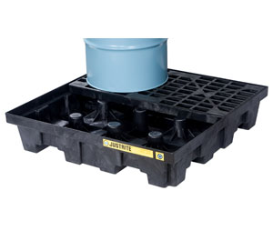 Justrite 28637 EcoPolyBlend™ Square 4 Drum Spill Control Pallet with ...