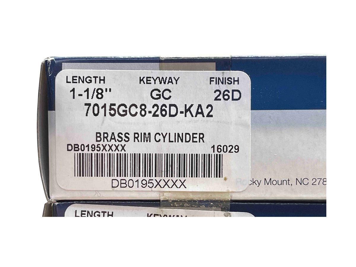 Kaba Ilco 7015GC8-26D-KA2 5 Pin Rim Cylinder with Sargent RA-RC Keyway ...