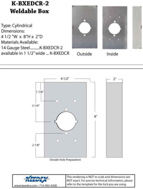 Keedex K-BXEDCR-2 Exit Device Gate Box - 2" Depth
