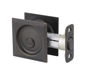 Kwikset 335SQT-11P Square Privacy Pocket Door Lock - Venetian Bronze Finish