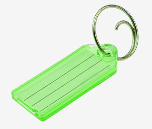 Lucky Line 1230040 Key Tag with Tang Ring, Plastic, 100/Display Box, Green