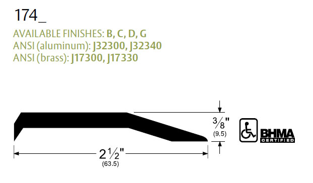 Pemko 174G 44" Commercial Carpet Separator 2-1/2"W x 3/8"H - Gold ...