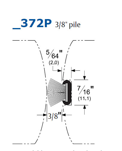 Pemko A372P 96" Mill Finish Aluminum Meeting Stile with 3/8" Pile insert