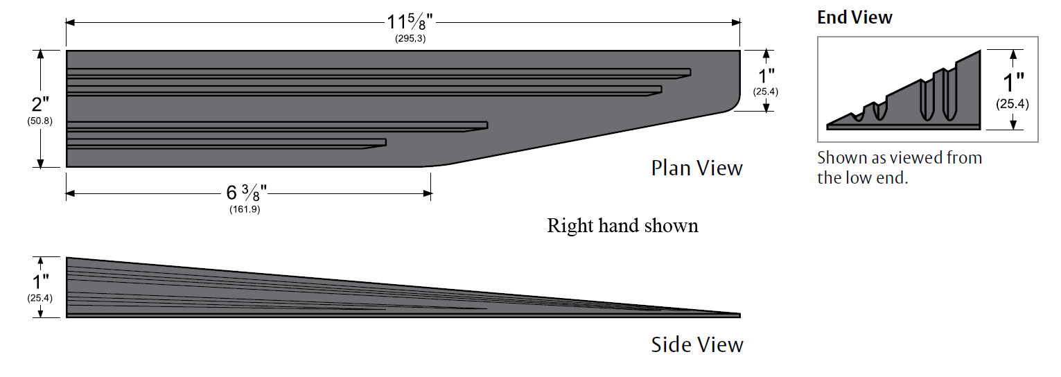 Pemko RR12LH 24" Molded Styrene Butadiene Rubber Ramp Miter Returns ...