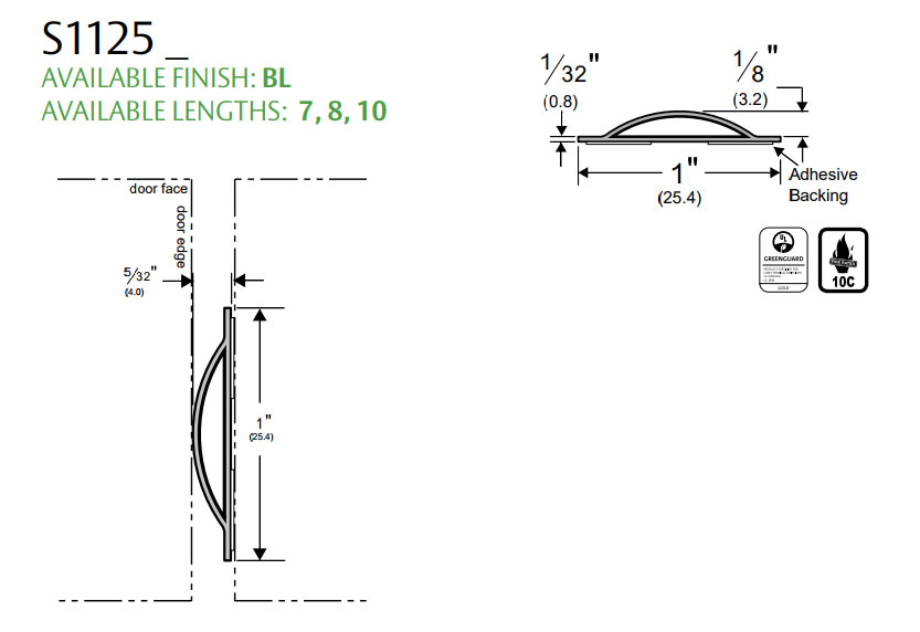 Pemko S1125D 7 Self-Adhesive Silicone Astragal Seal 7 ft - Black