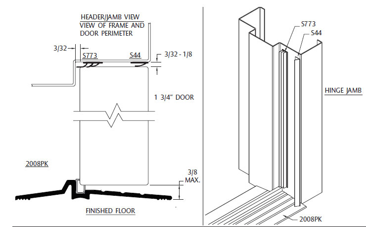 Pemko PEMKOSTCSET-2A96x120BL STC-2A Acoustic Seal Set for 96" x 120" Doors