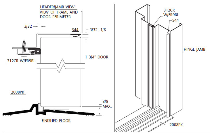 Pemko PEMKOSTCSET-2E36x84BL STC-2E Acoustic Seal Set for 36" x 84" Doors