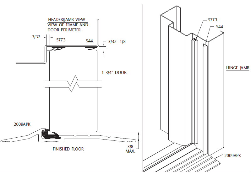 Pemko PEMKOSTCSET-4A36x80BL STC-4A Acoustic Seal Set for 36" x 80" Doors