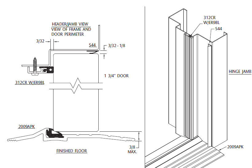 Pemko PEMKOSTCSET-4E48x80BL STC-4E Acoustic Seal Set for 48" x 80" Doors