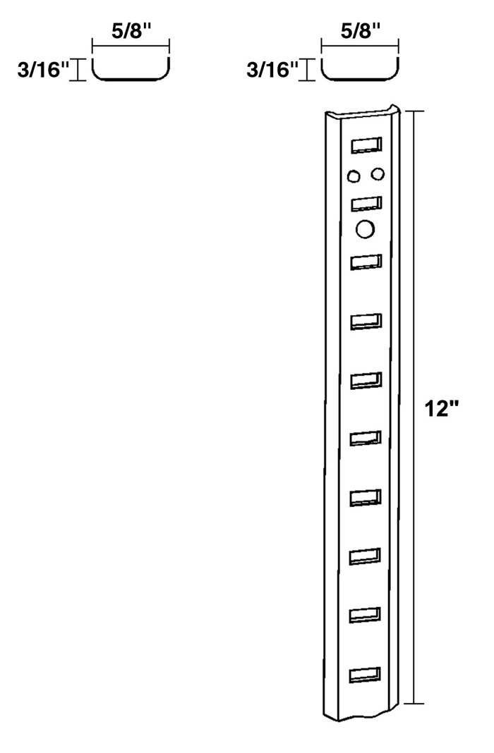 Richelieu 2551012 5/8" U-Shaped Aluminum Pilaster - 12" Length