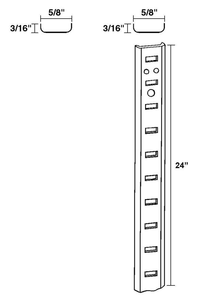Richelieu 2551024 5/8" U-Shaped Aluminum Pilaster - 24" Length