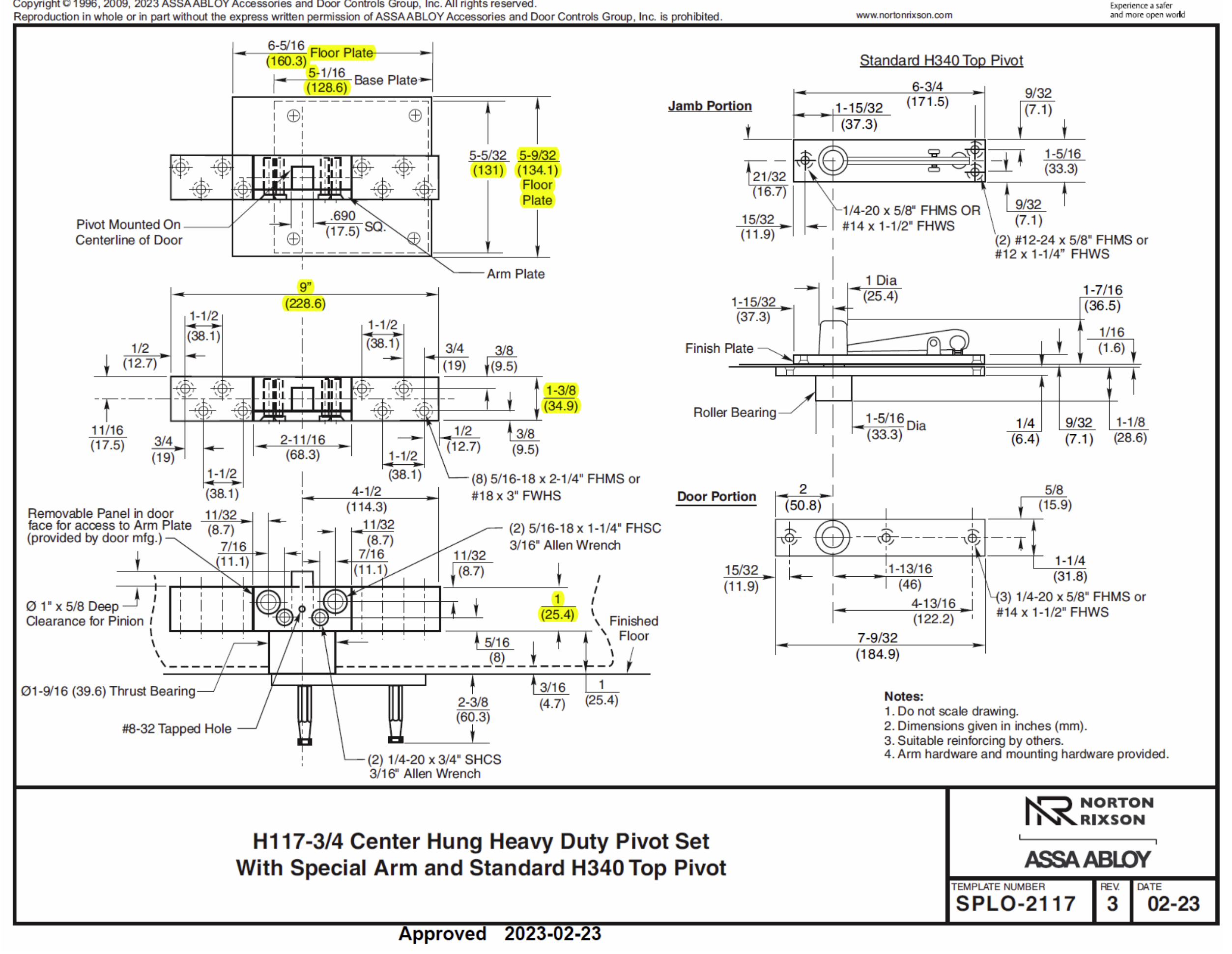 Center Hung Heavy Duty Pivot Set w/ Special Arm and Standard H345 Top ...