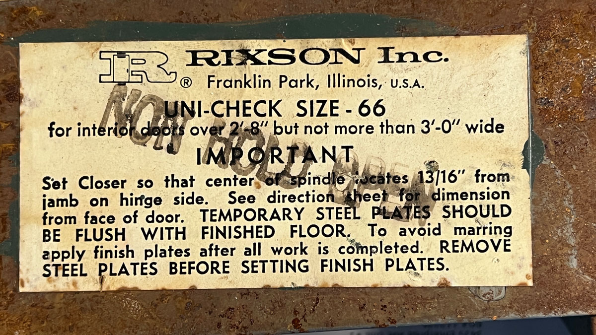 Rixson Rebuilt UC66-100NHO Rebuilt Floor Door Closer for Rixson Uni ...