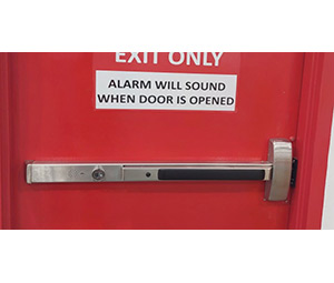Alarmed Exit Device 8800 series with exterior pull trim stainless steel ...