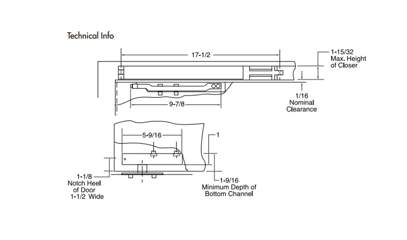 Rixson 70790A LAP RH Overhead Concealed Closer, 90 Degree, Hold Open ...