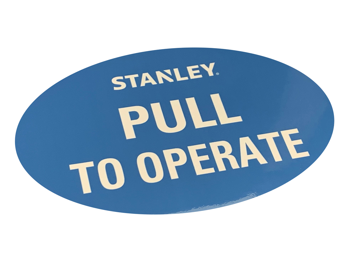 Stanley 412323 "PUSH TO OPERATE" / "PULL TO OPERATE" - Two Sided Decal