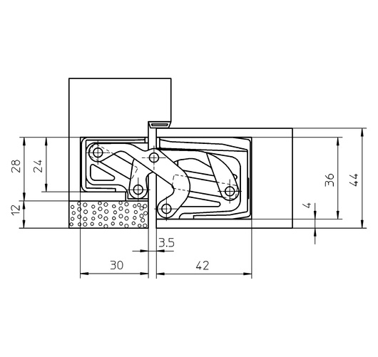 Concealed Hinge TE 311 3D FVZ 44 RAL 9005 Black - Tectus