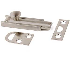 U Need Hardware SB004-619/015 Solid Brass Surface Bolt 4" - Satin/Brushed Nickel Slide Bolt