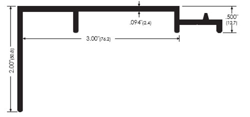 Zero 105A 40" 3" x 2" Aluminum Bulkhead Door Threshold