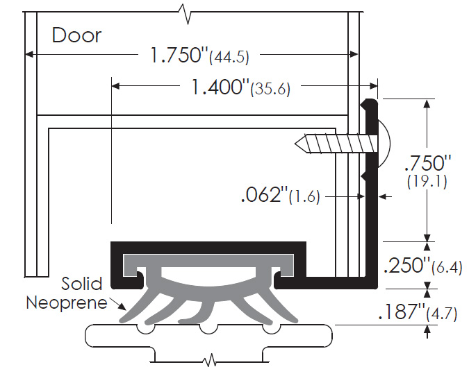 Zero 153A 84" Aluminum Door Bottom with Solid Neoprene