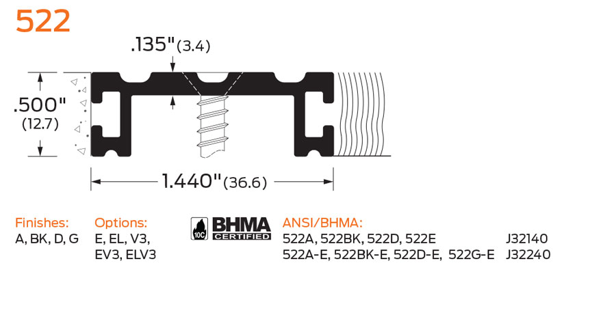 Zero 522G 24" Thermal break threshold , 1.440"W x .500"H, 24" Length ...