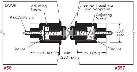 Zero 56AA 90" Clear Anodized Adjustable Mortised Astragal with Neoprene