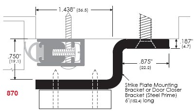Zero 870SPB RS WS Strike Plate Bracket Raw Steel with Wood Screws