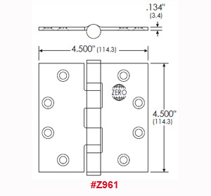 Zero ZBB961 Full Mortise Type Hinge