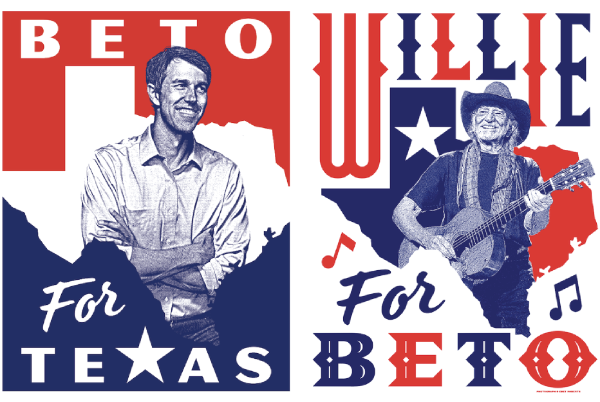 Limited edition official campaign Beto posters. "Willie for Beto" and ...