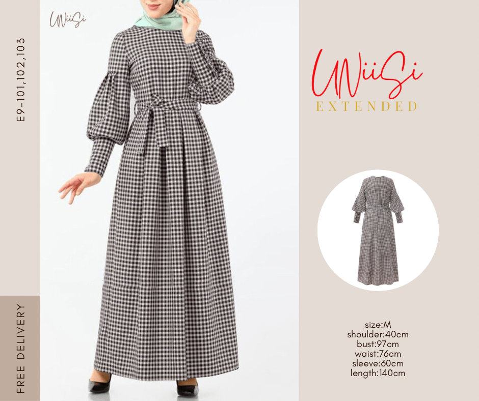 eTukuri - Products | Long Sleeve Belted Plaid Maxi
