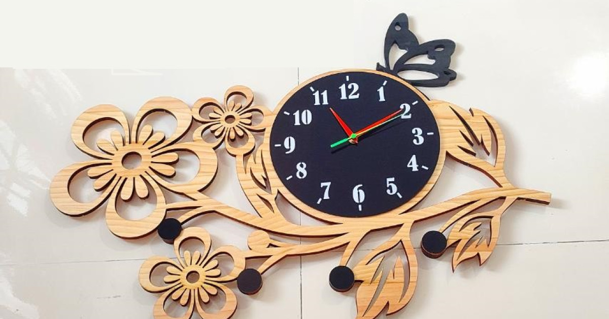eTukuri - Products | Wooden flower wall clock 30