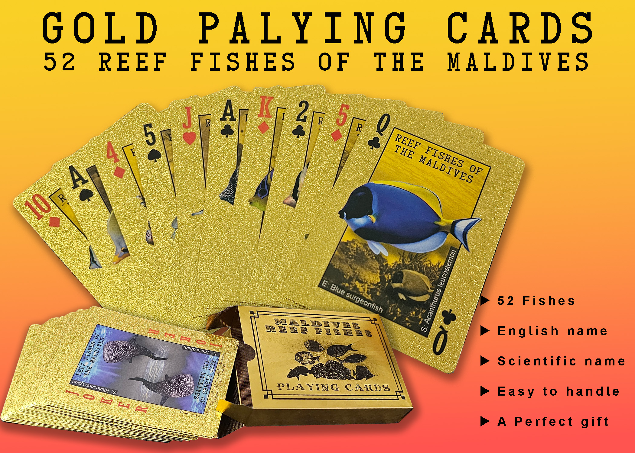 eTukuri - Products | REEF FISHES of Maldives (Gold) Playing Card pack