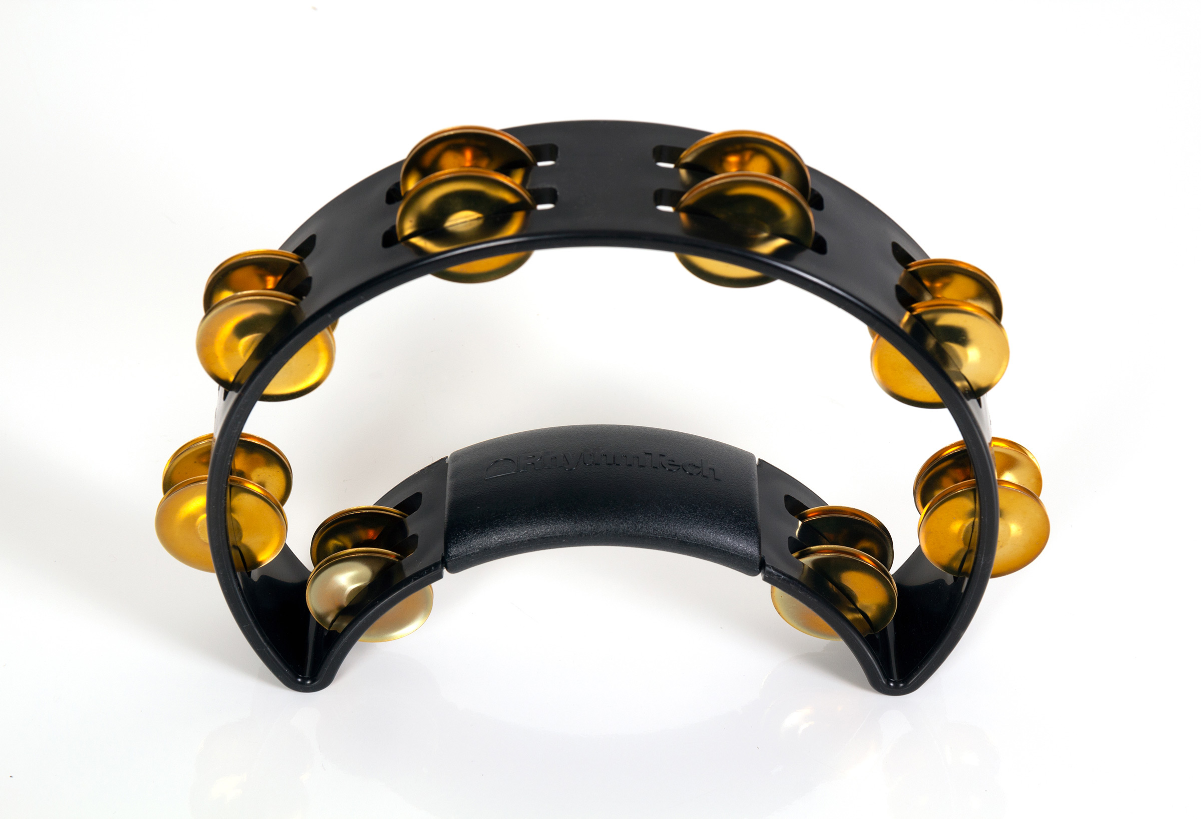 Rhythm Tech RT1011 Tambourine. Black with Double Row Brass Jingles