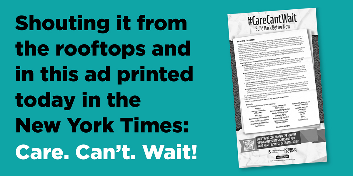 MomsRising.org | NYT Letter -> Demand the U.S. Senate Pass Build Back ...