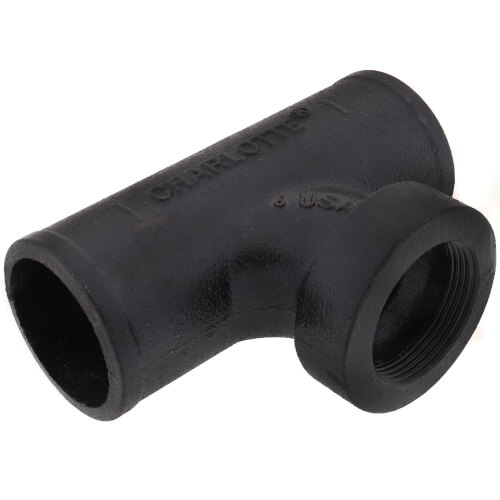 00405 - Charlotte 00405 - 2" x 1-1/2" No Hub Cast Iron Sanitary Tapped Tee