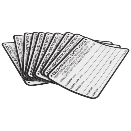 04850 - DiversiTech 04850 - Refrigerant Removed Labels (Pack of 10)