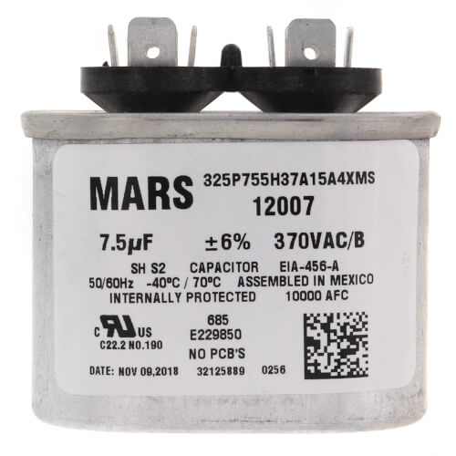 12007 - MARS 12007 - 7.5 MFD Oval Run Capacitor (370V)