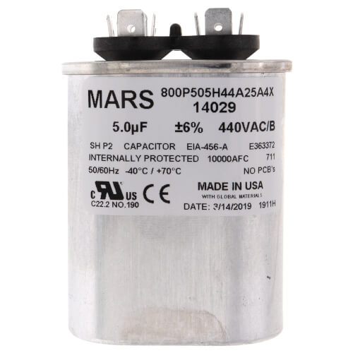 14029 - MARS 14029 - 5 MFD Oval Run Capacitor (440/370V)