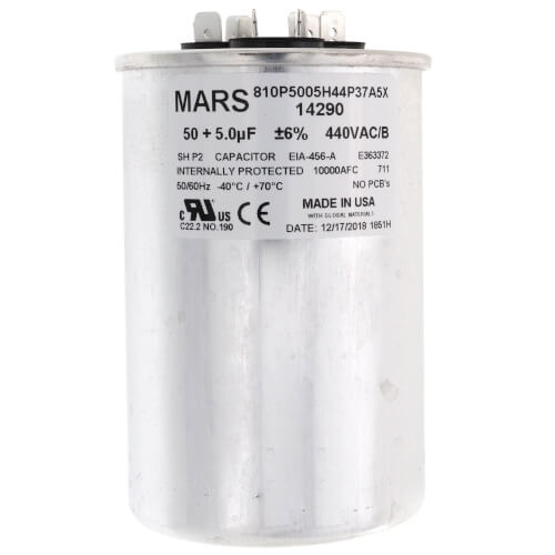 14290 - MARS 14290 - 50/5 MFD Round Run Capacitor (440/370V)