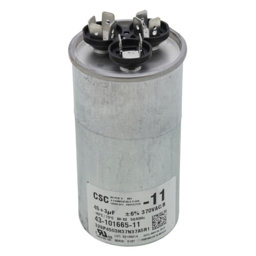 43-101665-11 - Rheem 43-101665-11 - 45/3 MFD Dual Round Capacitor (370V)
