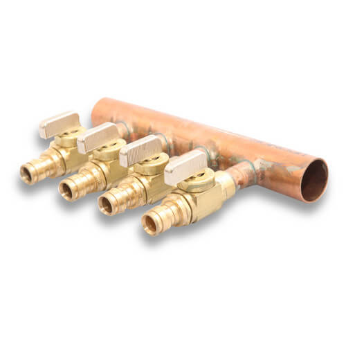 Q2500400 - Uponor (Wirsbo) Q2500400 - 1" Copper Manifold with 1/2 ...