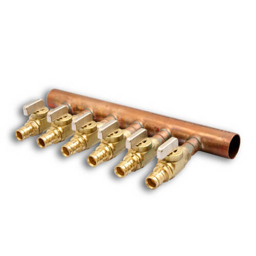 Q2500600 - Uponor (Wirsbo) Q2500600 - 1" Copper Manifold with 1/2 ...