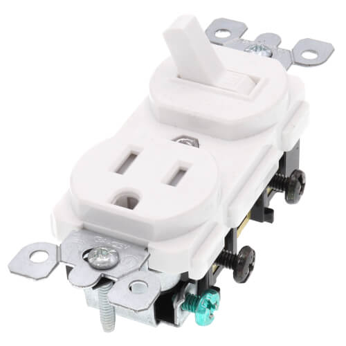 T5225-W - Leviton T5225-W - Combination Toggle Switch/Receptacle, 5-15R ...