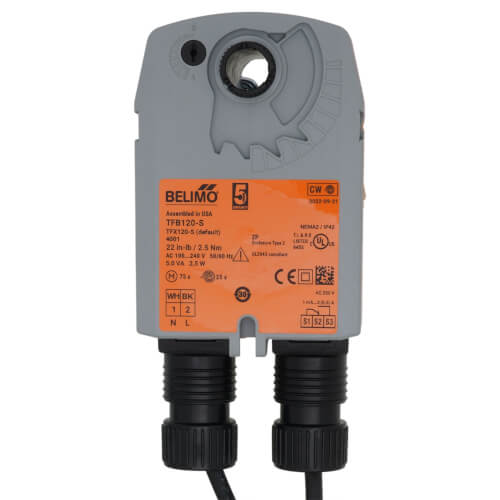 TFB120-S - Belimo TFB120-S - Spring Return Fail-Safe, On/Off Damper Control Actuator - 120 VAC w ...