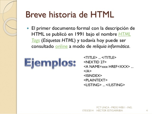 Historia del HTML timeline | Timetoast timelines