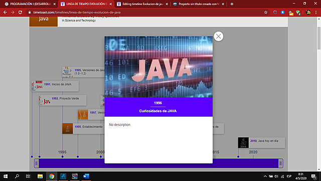 Evolucion de java BRYAN MORA timeline | Timetoast timelines