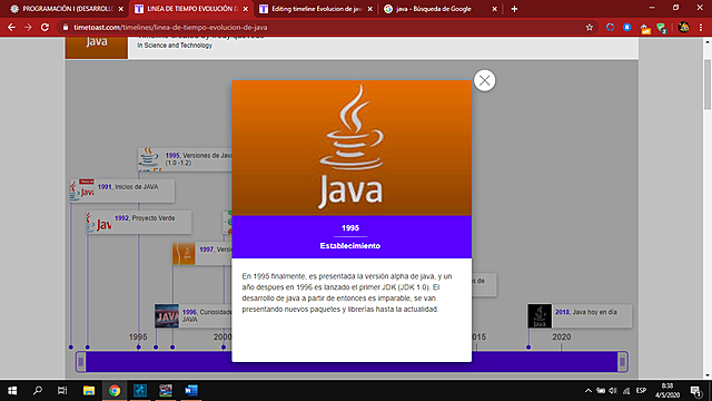 Evolucion de java BRYAN MORA timeline | Timetoast timelines