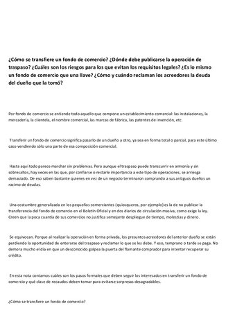 TRANSFERENCIA DE FONDO DE COMERCIO timeline | Timetoast timelines