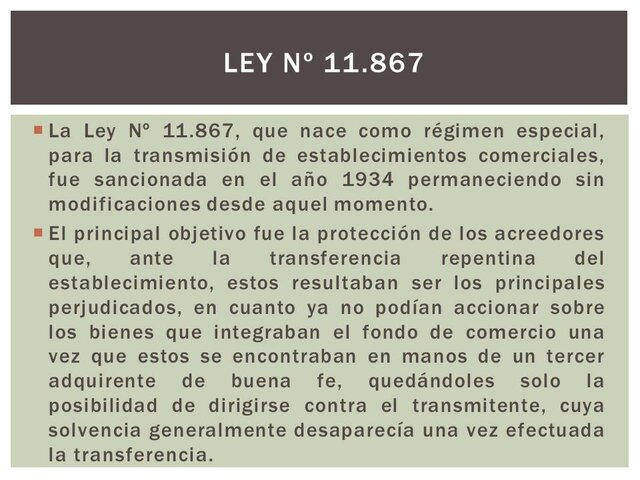TRANSMISIÓN DE FONDO DE COMERCIO LEY Nº 11.867 timeline | Timetoast