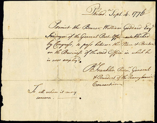 Postal Service in Colonial America 1700-1812 (SE) timeline | Timetoast ...